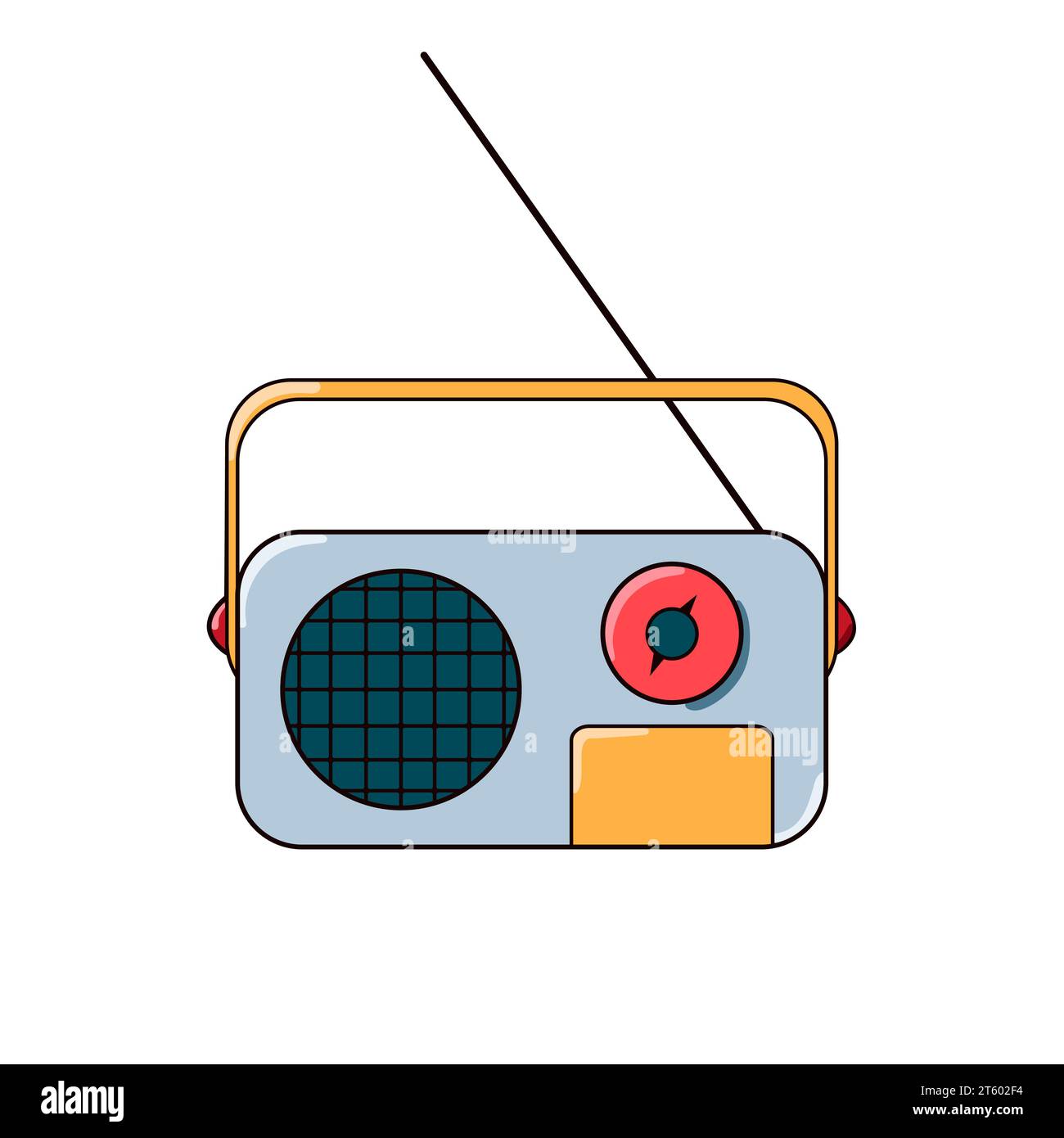 Simple radio in line art, doodle style. Hand drawn old, vintage radio ...