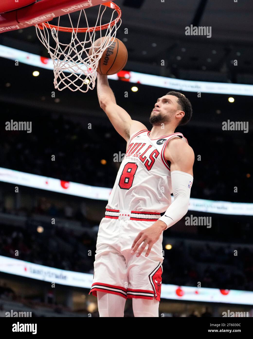 Chicago Bulls' Zach LaVine goes up for a dunk during an NBA basketball ...
