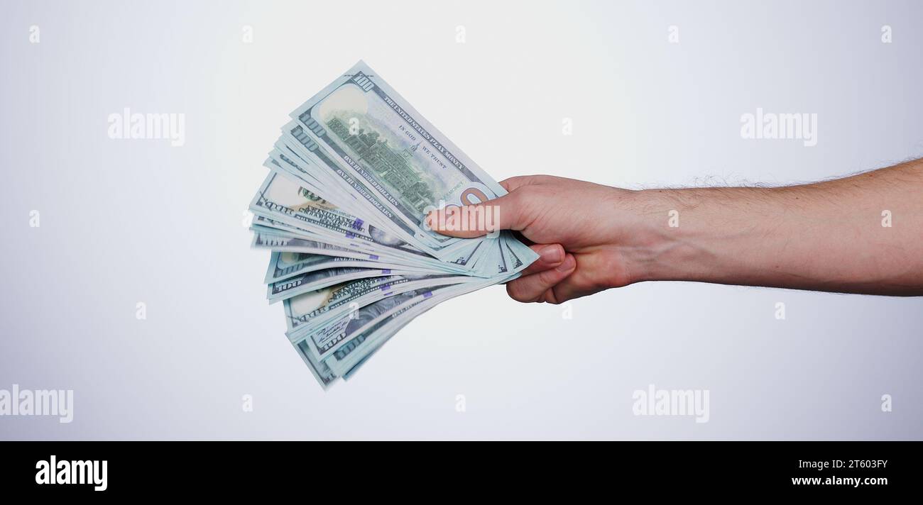 Hand, payment and closeup of cash in a studio for retail shopping ...