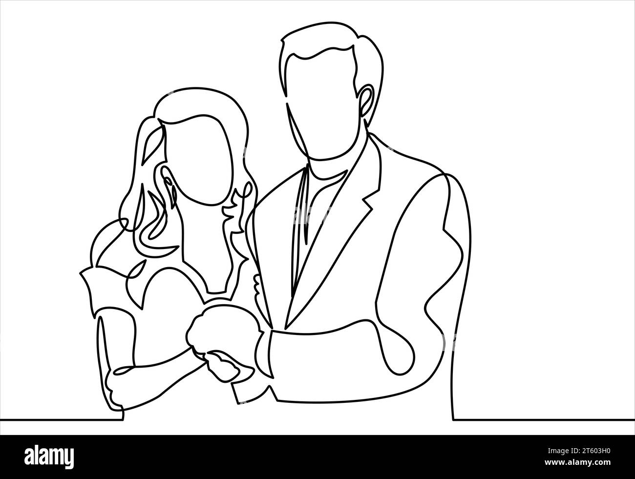 Couple Hugging Love Concept Continuous Line Drawing Vector Stock