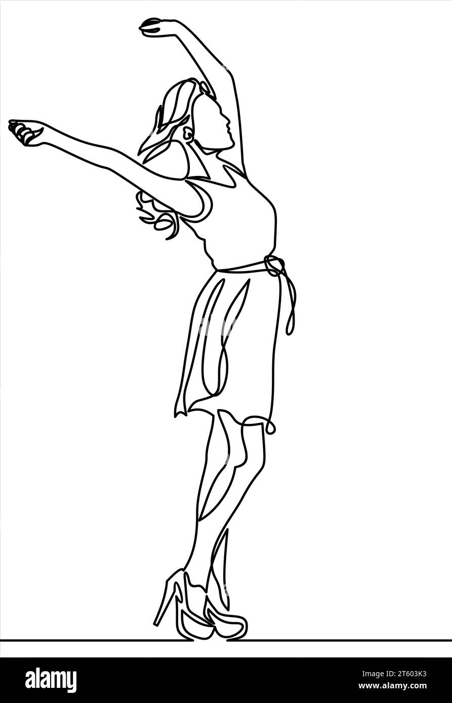 line art or Drawing of a woman stretching arms is relaxing picture ...
