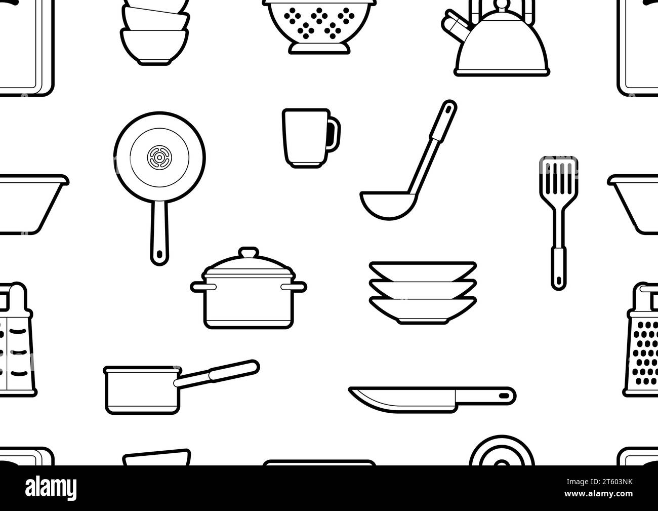 Pattern with kitchen utensils. Cooking tools for restaurant Stock ...