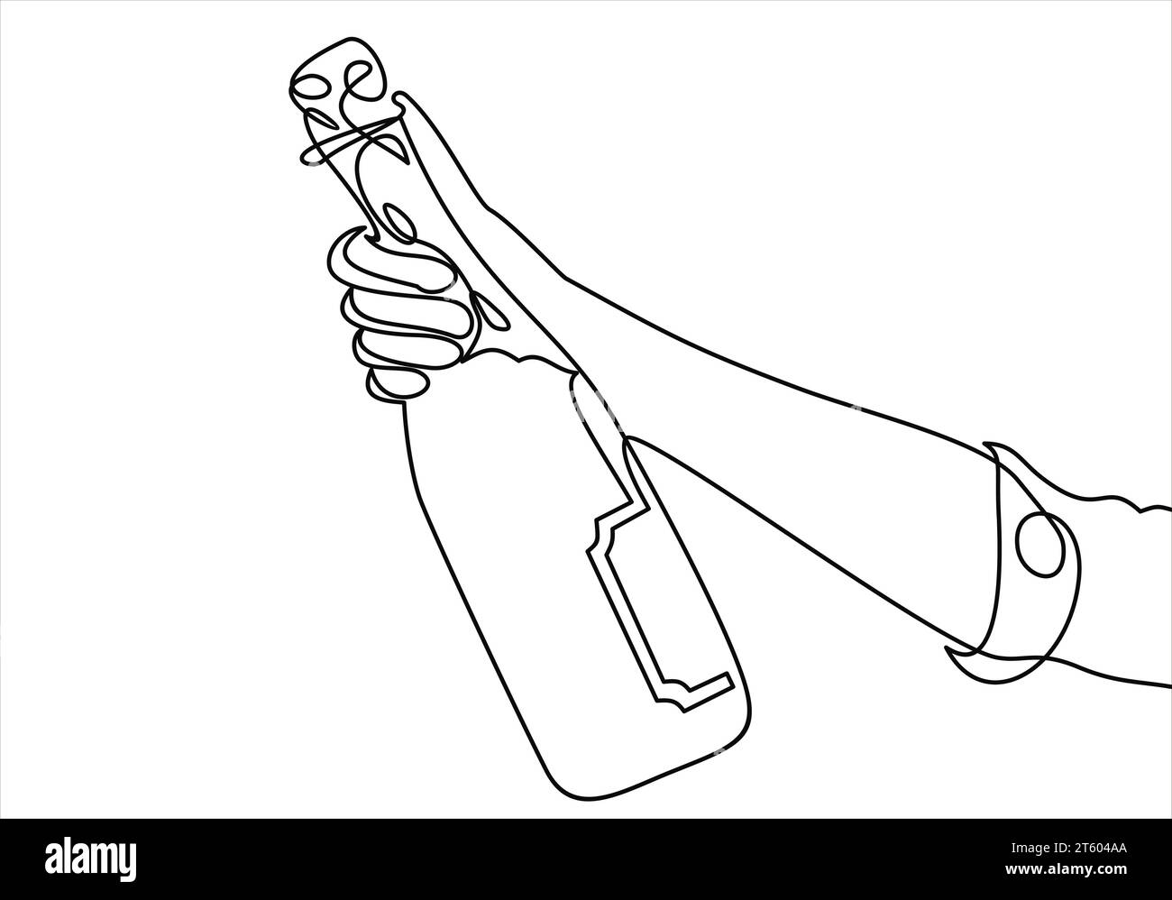 Hand holding a champagne bottle-continuous line drawing Stock Vector ...