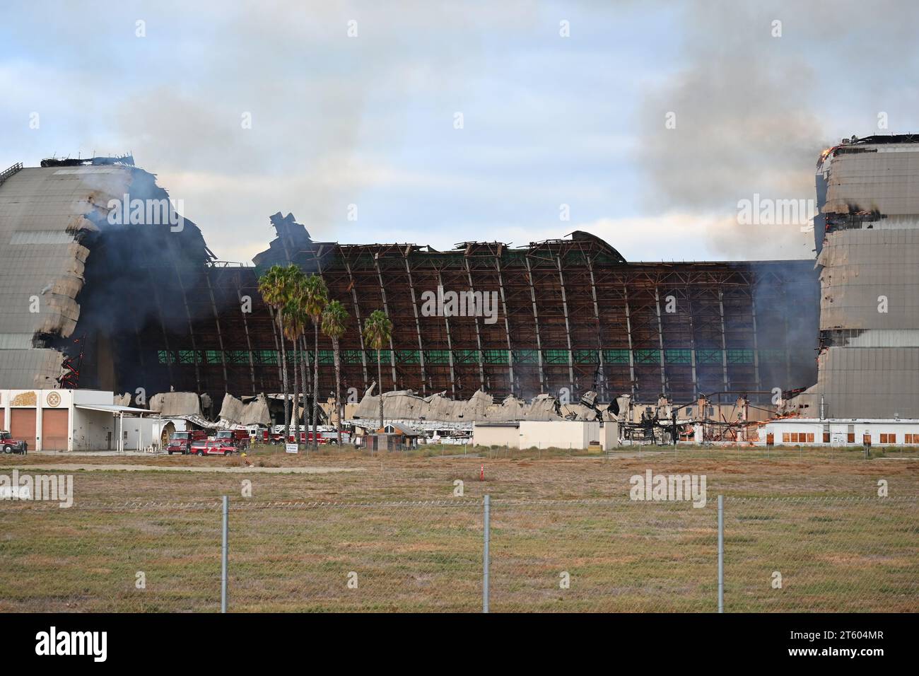 TUSTIN, CALIFORNIA - 7 NOV 2023: The MCAS Tustin Blimp Hangar on fire ...