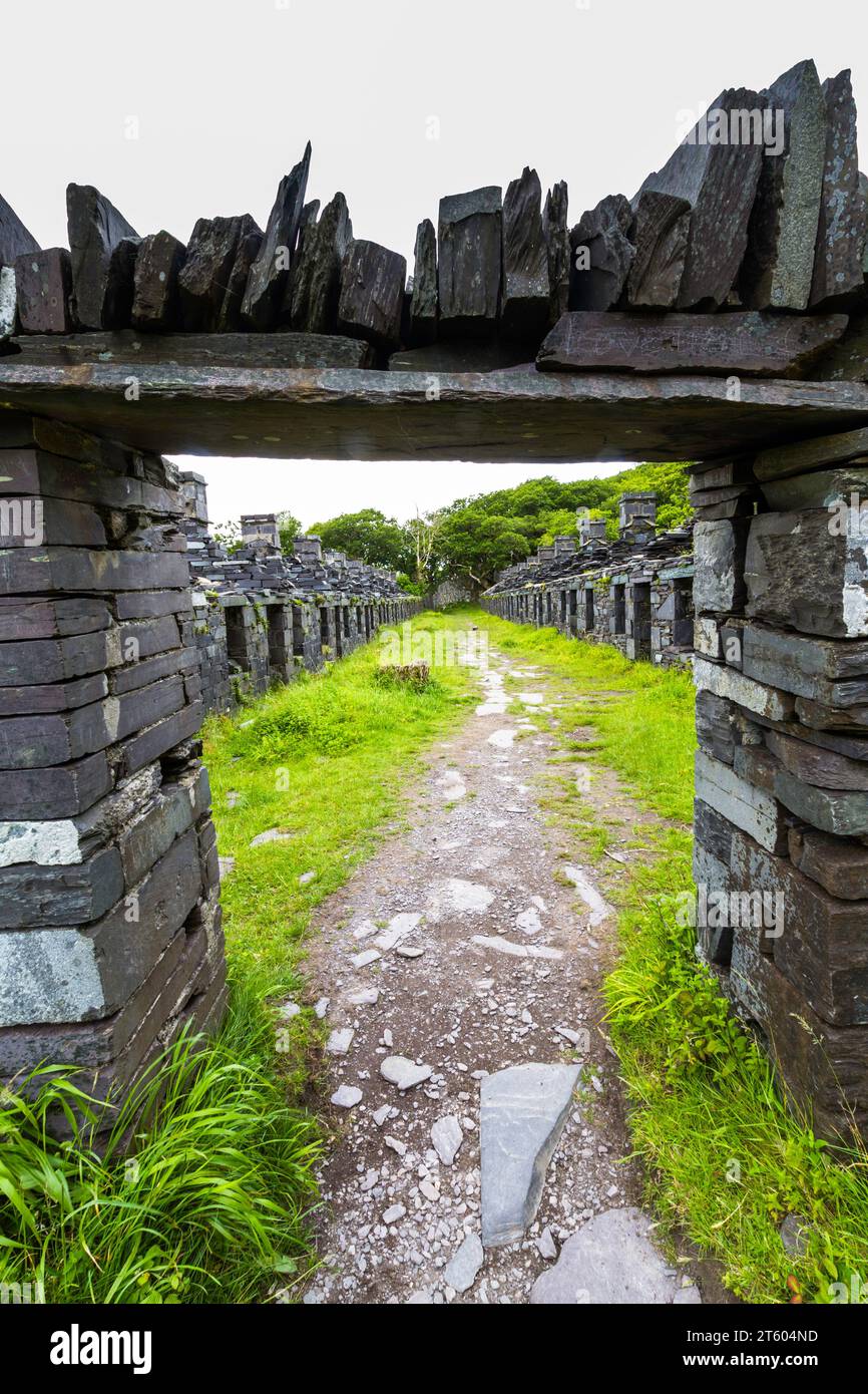 Entrance to Anglesey Barracks, derelict accommodation at Dinorwic slate ...