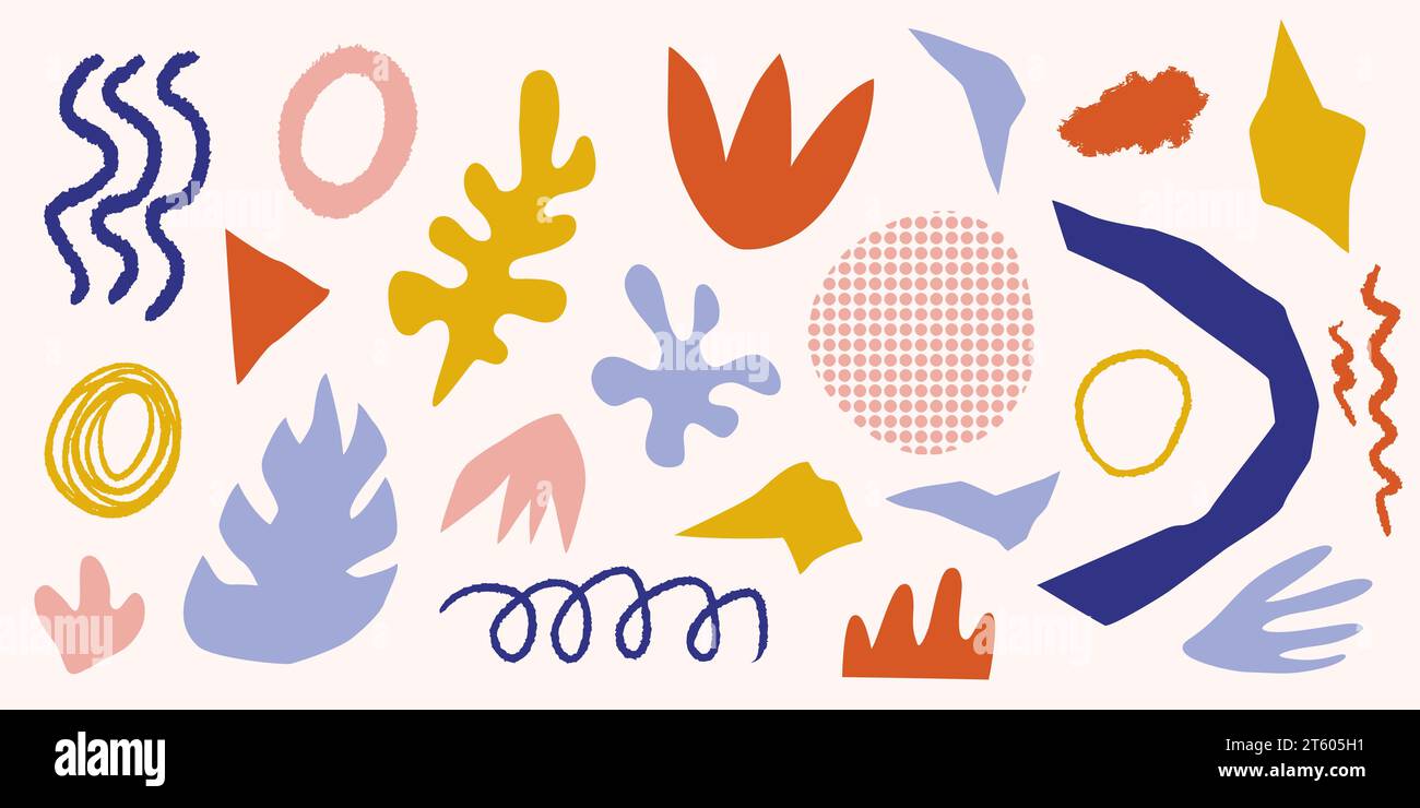 Set of collage elements for design. Trendy minimal flat memphis Matiss ...