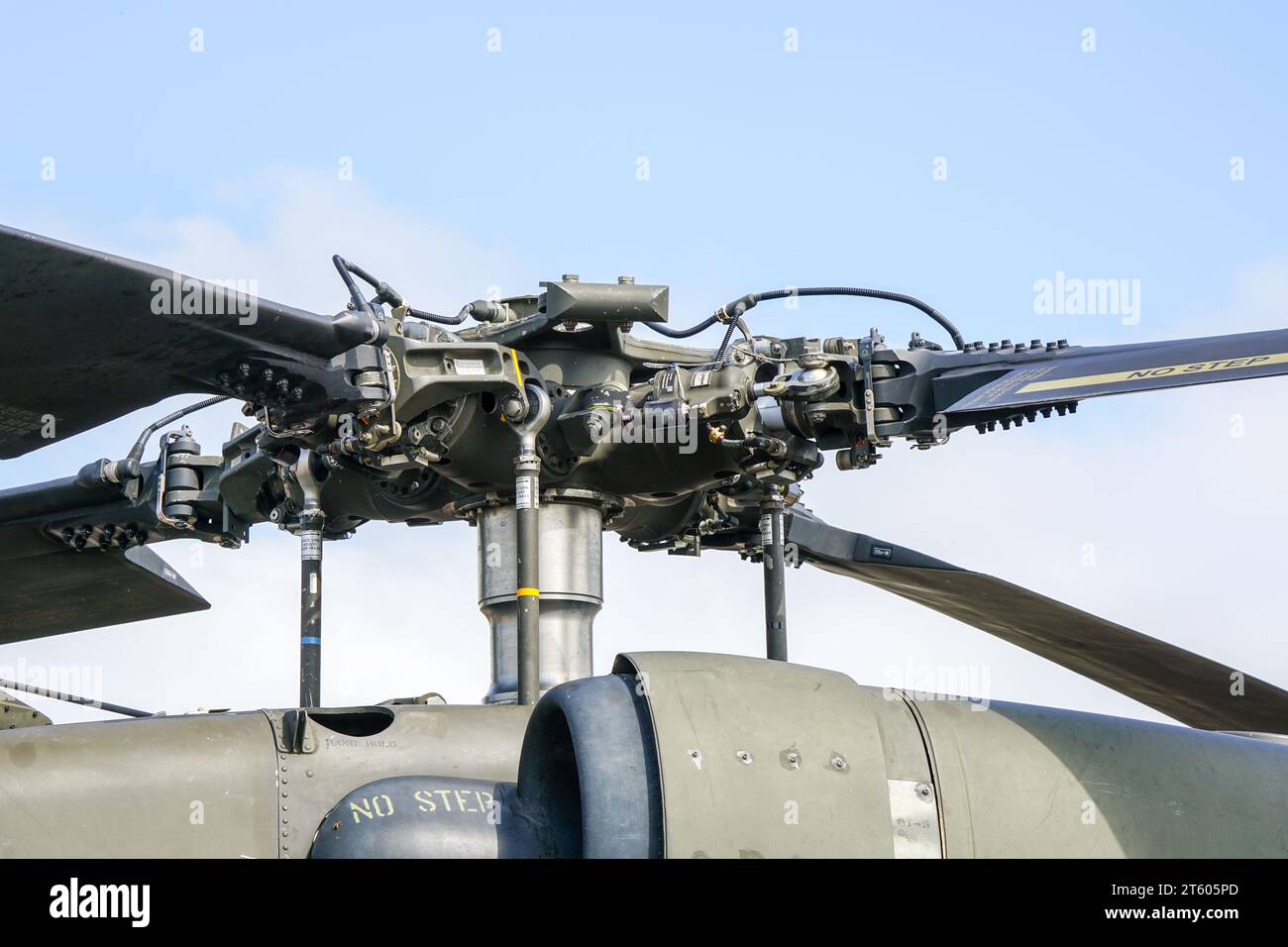 Liepaja, Latvia- August 06, 2023: Helicopter Black Hawk UH-60 rotor and ...