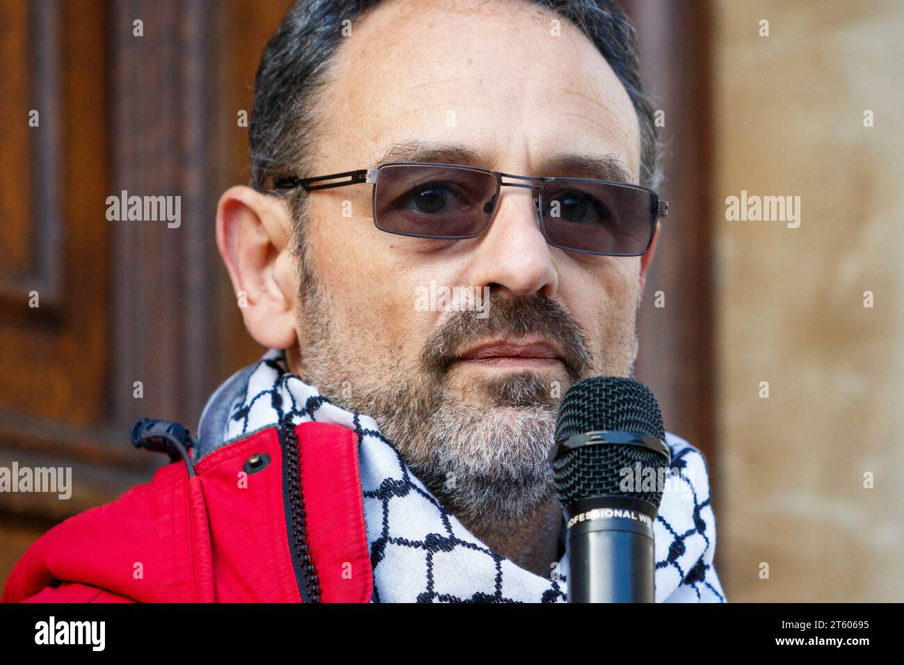 Professor Jason Hart speaks to Pro-Palestinian supporters before a Gaza ...