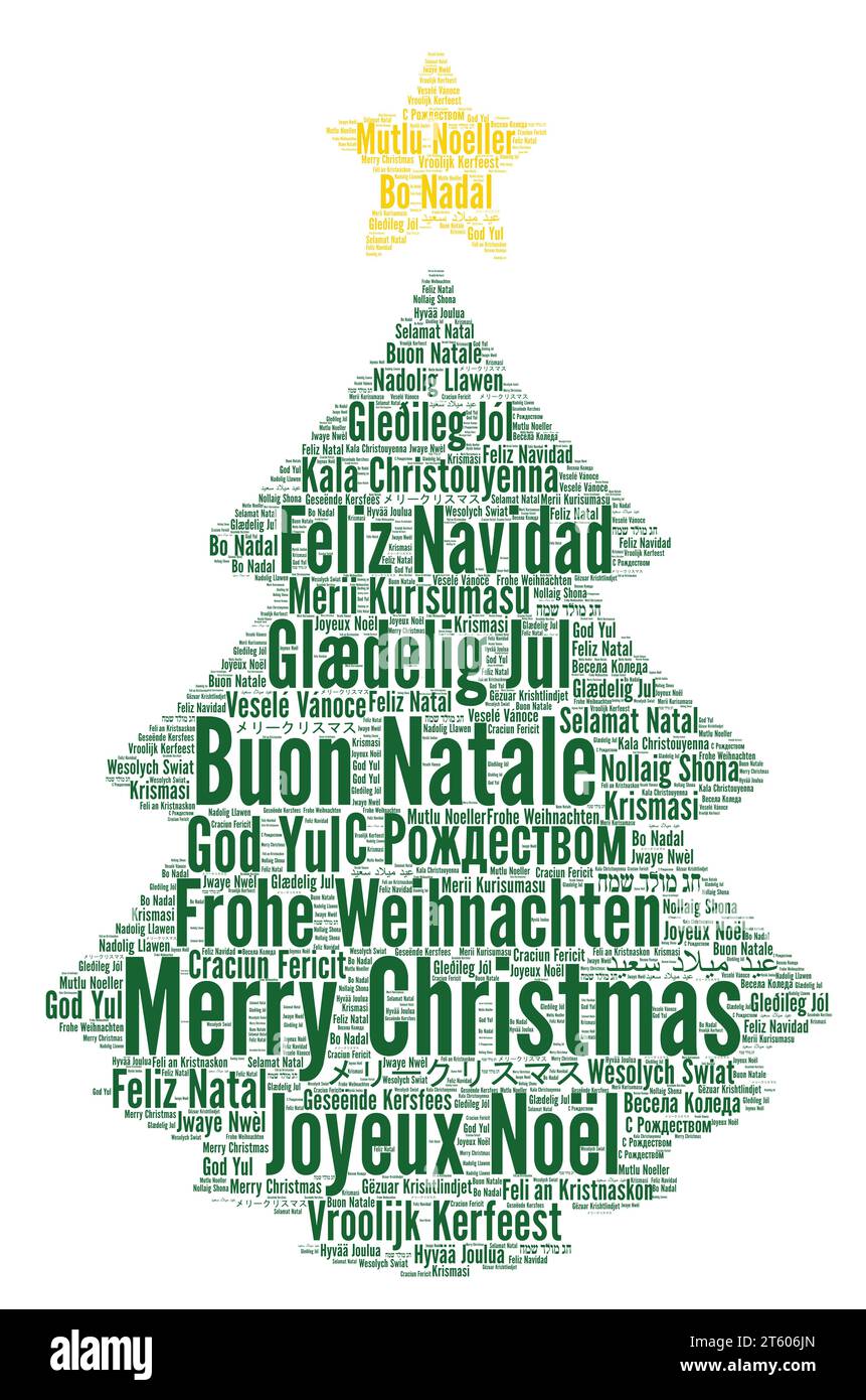 Merry Christmas in different languages word cloud Stock Photo - Alamy