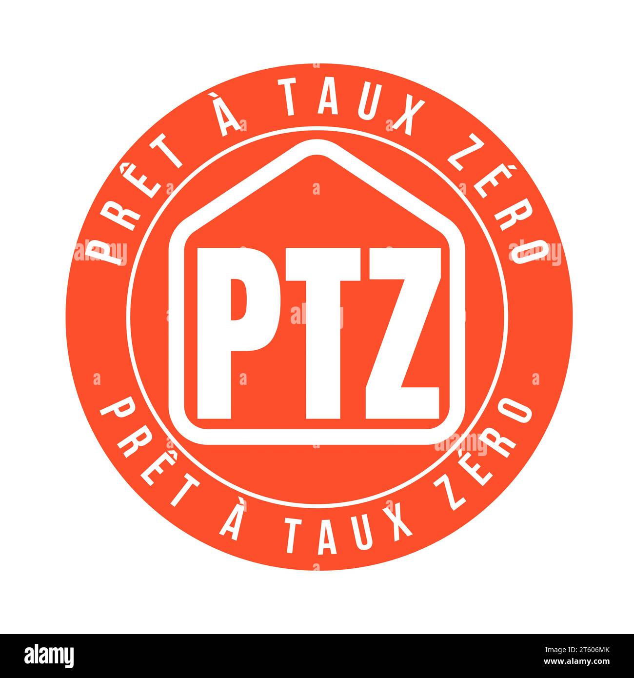 Zero rate loan symbol icon called pret a taux zero in French language ...
