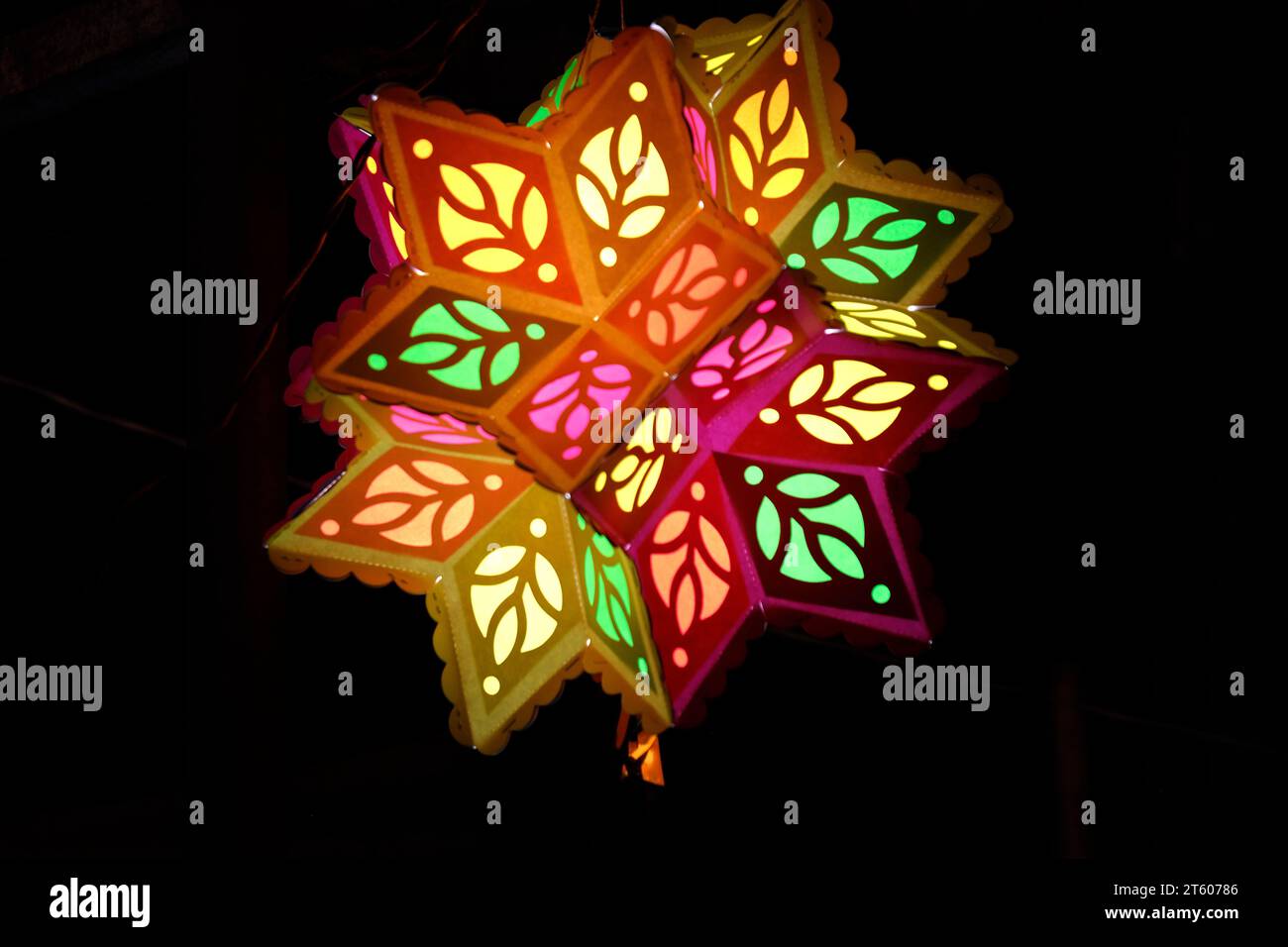Series of colourful aakash kandil lights displayed in Pune city area ...
