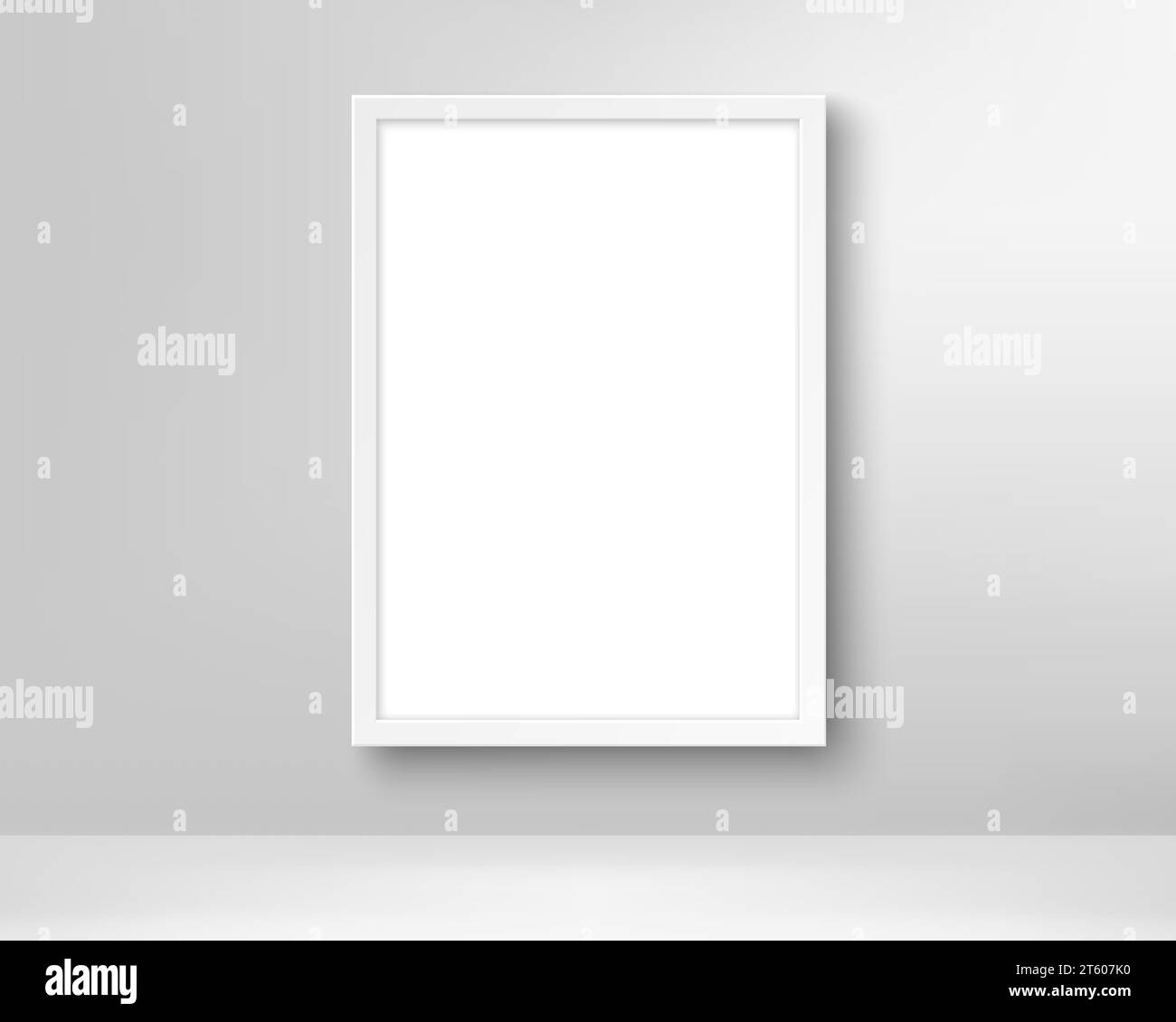 Realistic empty picture frame. Poster in the frame on the wall. Blank ...