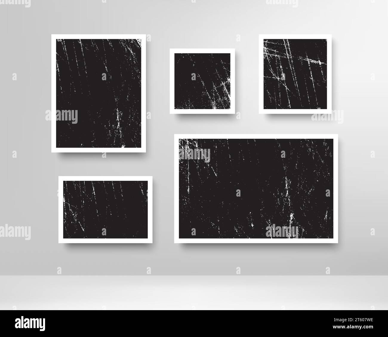 Realistic scratched photo frames. Blank photos frame with grunge effect ...