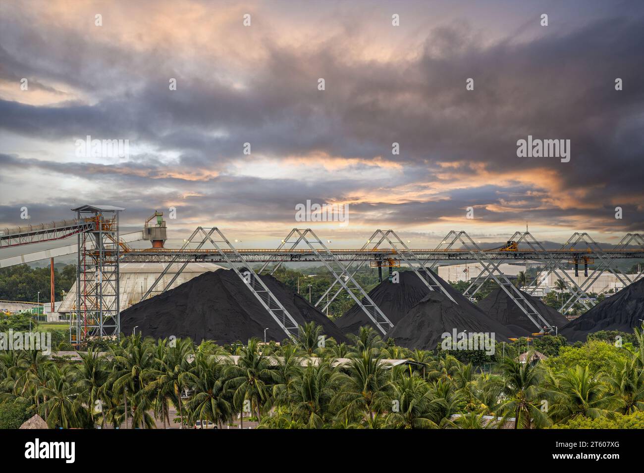 Guatemala, Puerto Quetzal - July 20, 2023: Evening sky. Giant black ...