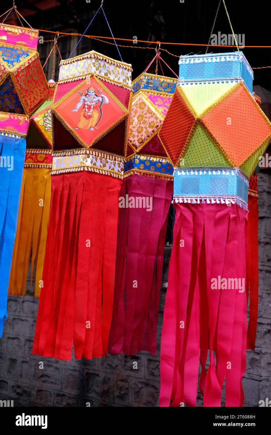 Pune, Maharashtra, India, Nov. 06, 2023 - Colorful traditional Lanterns ...