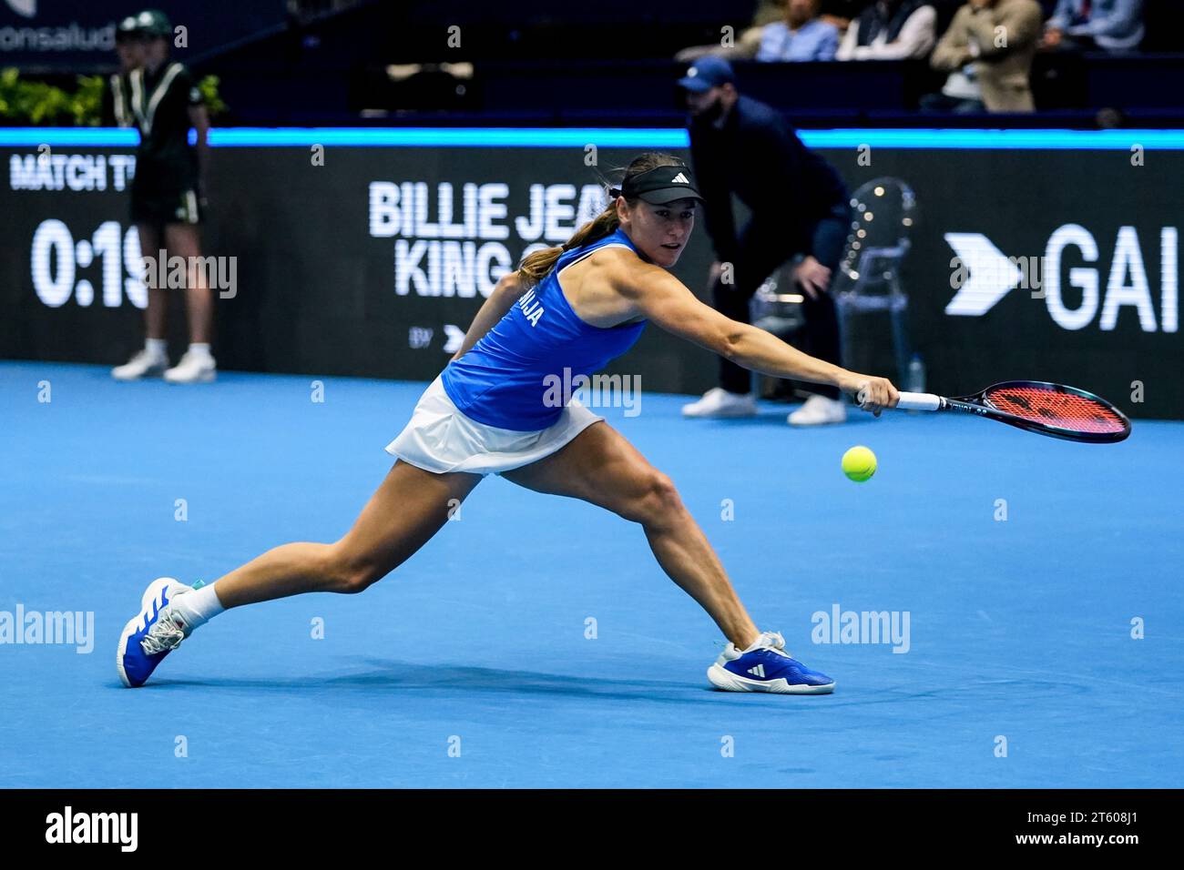 Kaja Juvan of Slovenia in action during the Group B tennis match ...