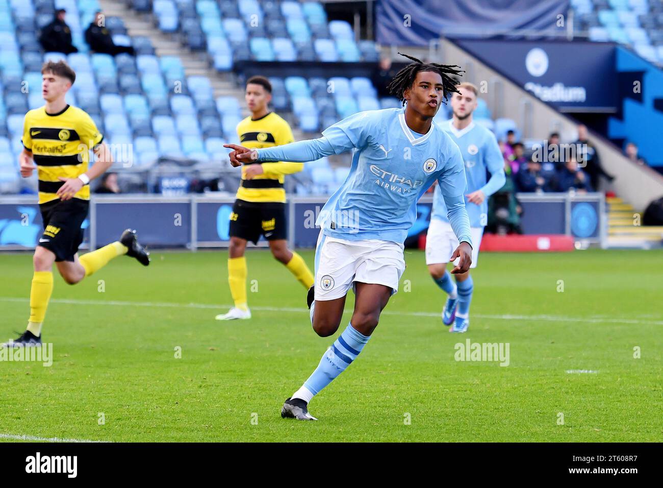 Manchester, UK. 7th Nov, 2023. Reigan Heskey of Manchester City ...