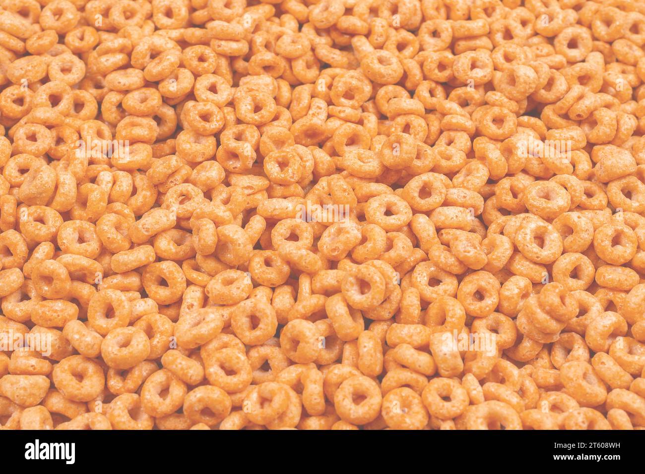 Corn-flakes background and texture. Top view. Honey rings cereal box ...