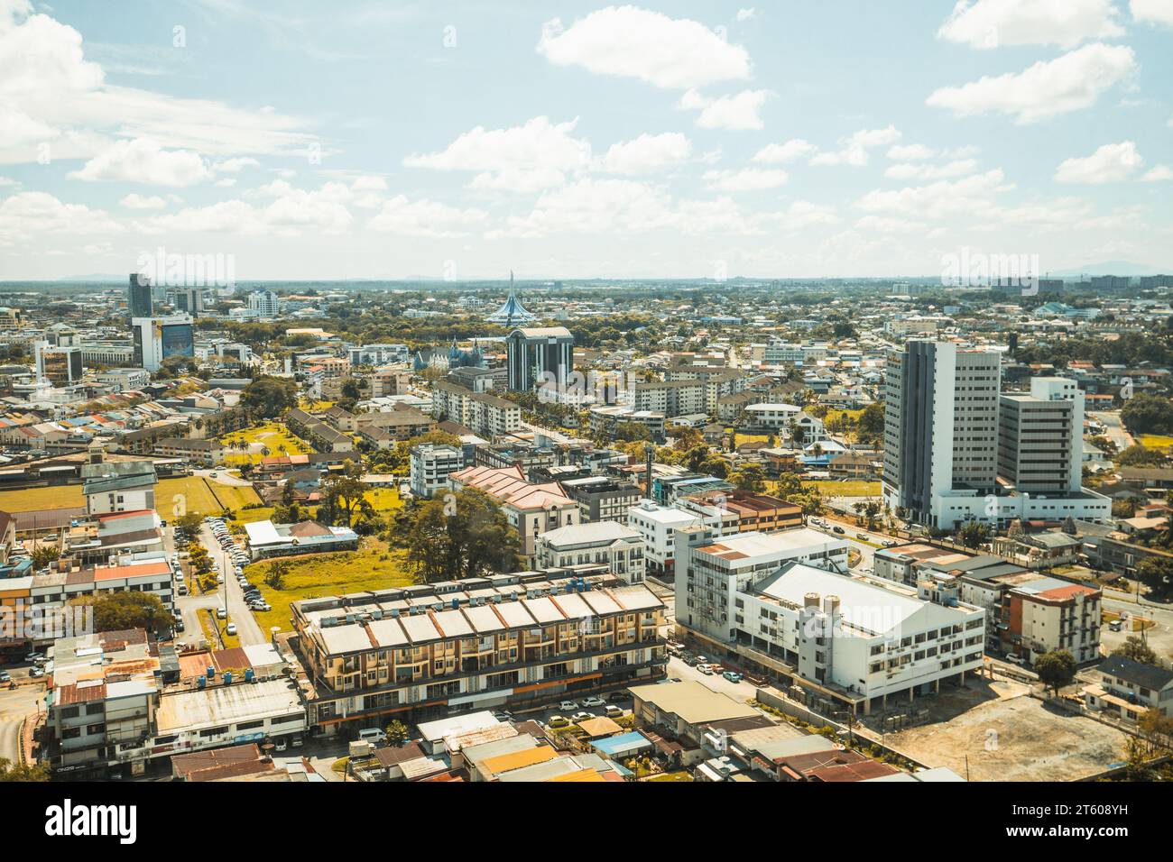 Kuching, capital of Sarawak state, view from above the city, Borneo ...