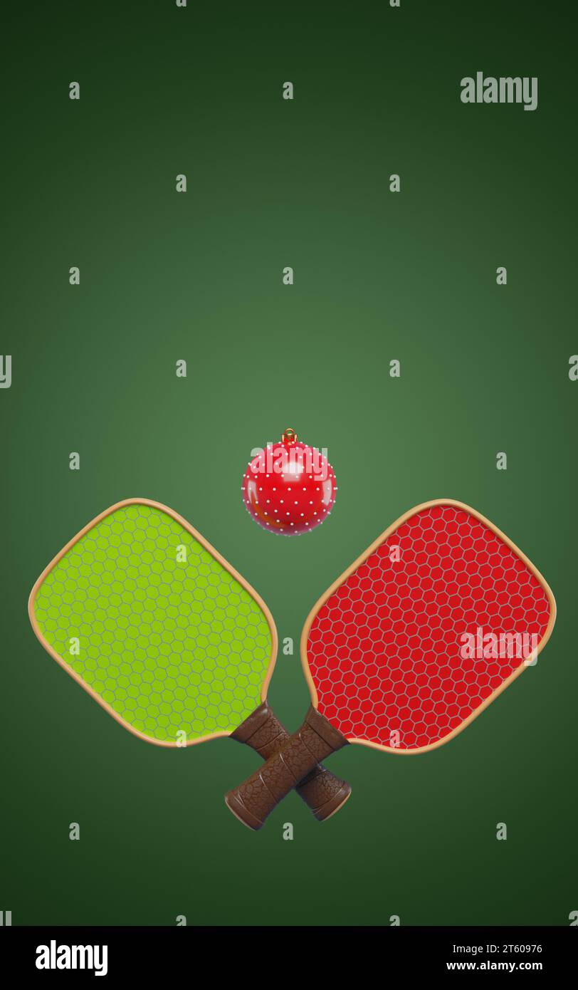 Pickleball two crossed rackets and sports ball Christmas decoration on ...