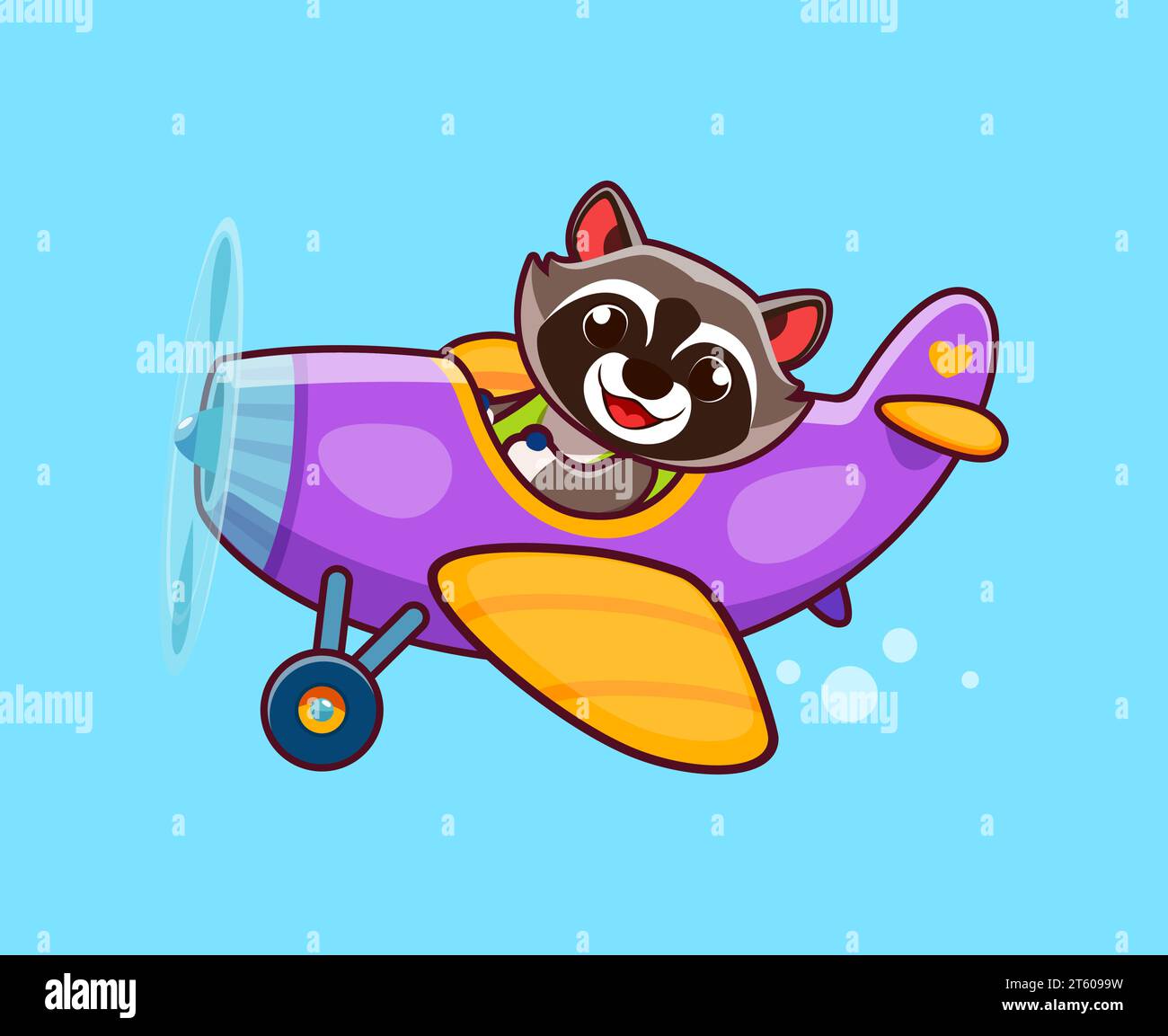 Cartoon raccoon animal character on plane. Animal kid airplane pilot ...