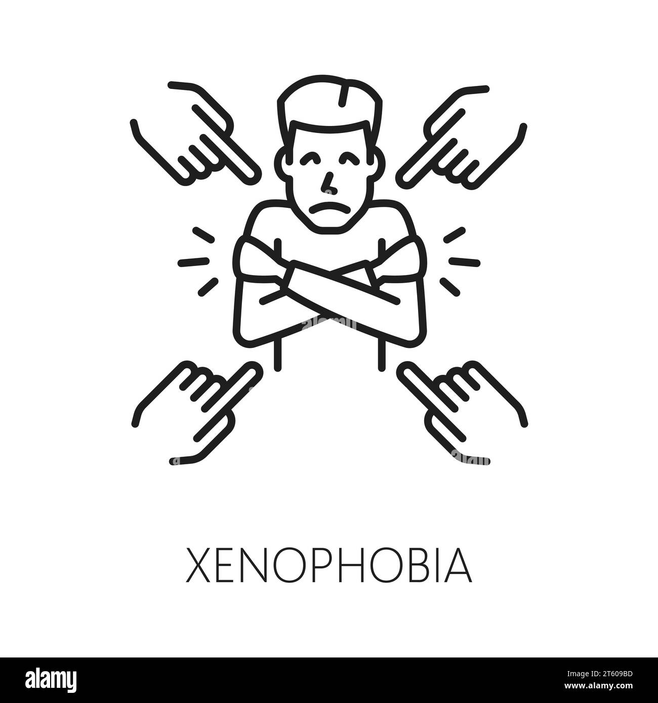 Human xenophobia phobia icon, mental health, psychology problem. People ...