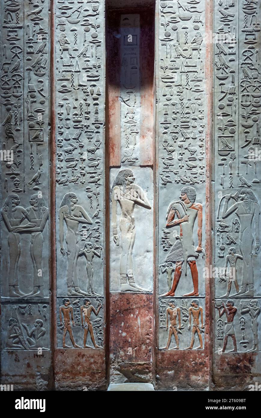 Drawings, images and hieroglyphic texts on ancient Egyptian walls Stock ...