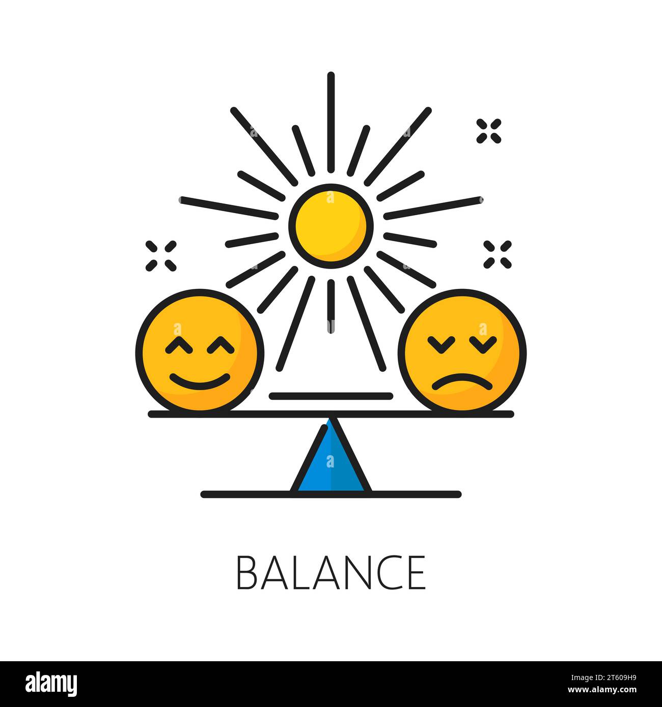 Balance, mental health icon. Vector linear symbol of scales, depicts ...