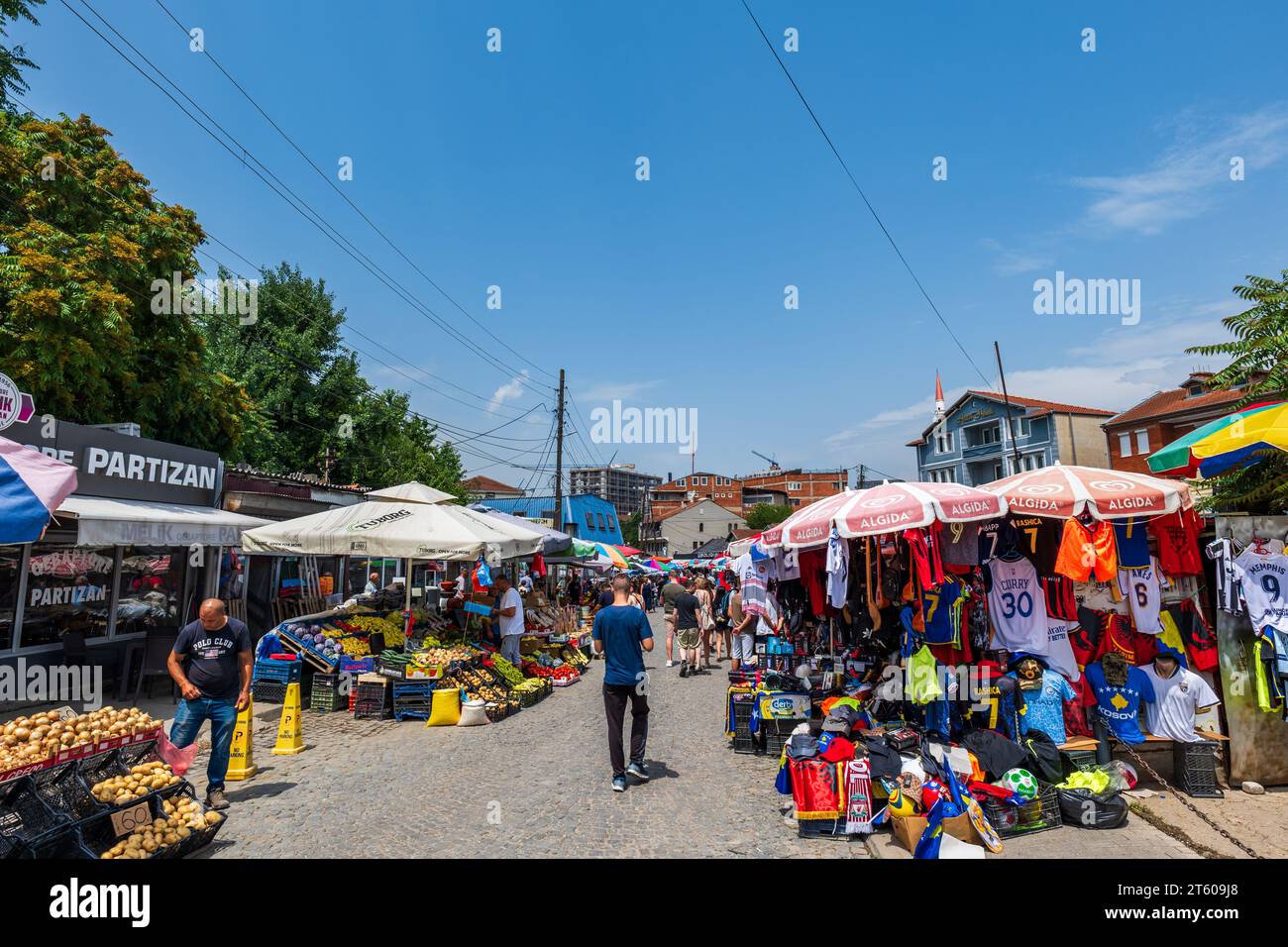 Pristina, Kosovo, 07.25.2022: Pristina Kosovo street market bazaar area in center of the capital ...