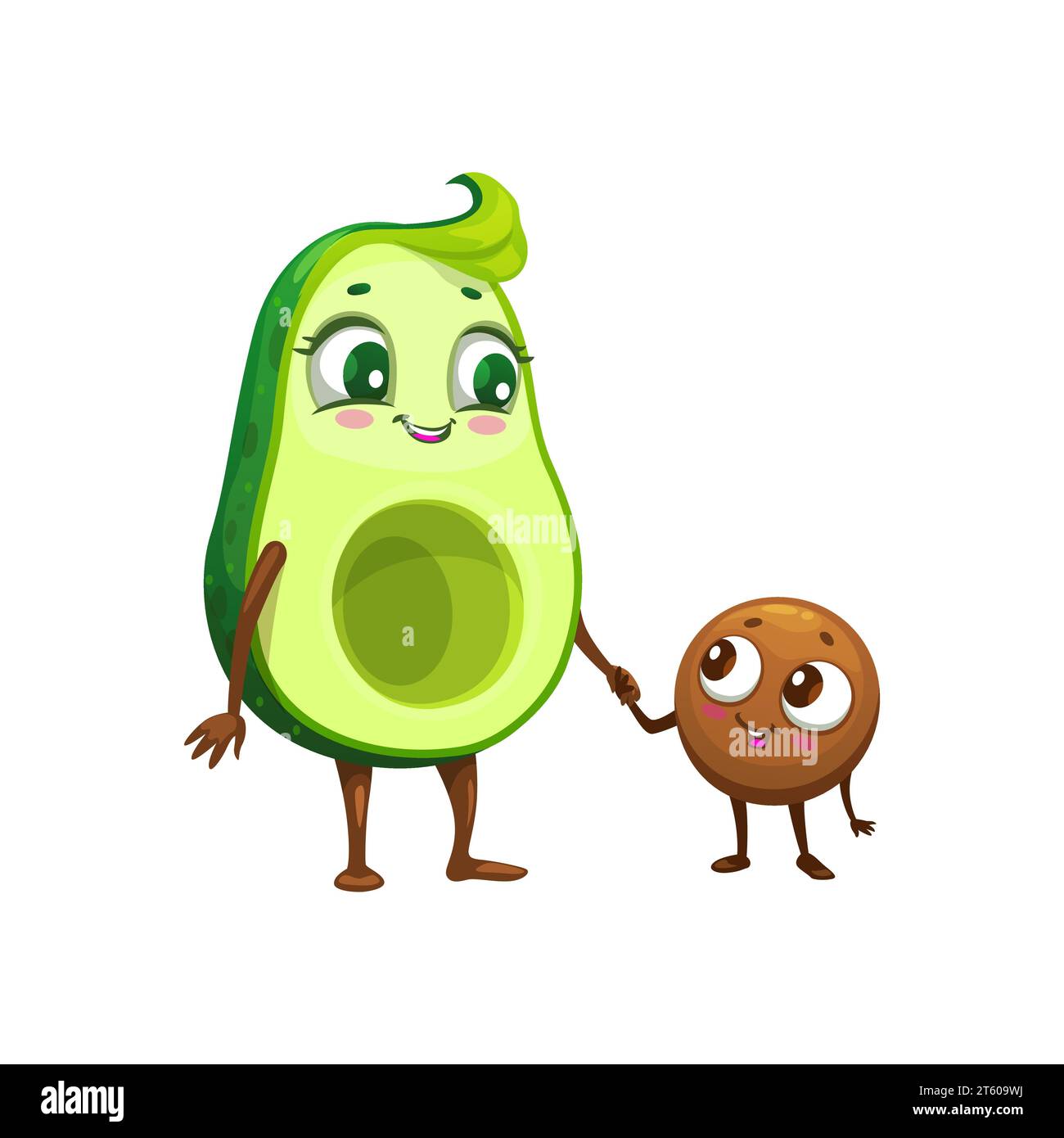 Cartoon Mexican cheerful avocado father and child characters, vector ...