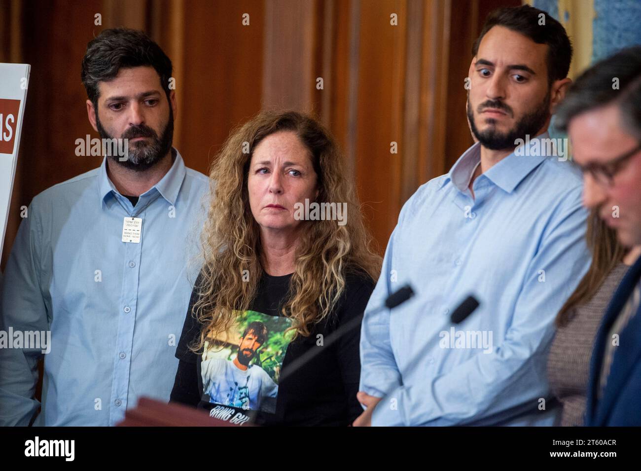 Liran Berman, left, brother of Hamas hostages Gali and Ziv Berman ...