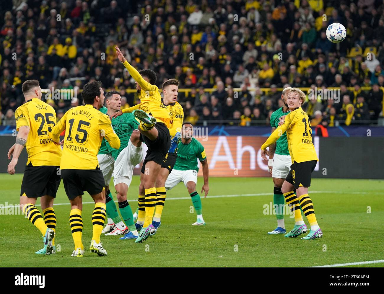 Newcastle United's Fabian Schar attempts a shot on goal during the UEFA ...