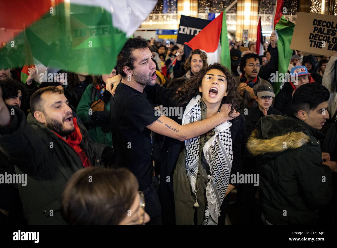 AMSTERDAM - Protesters are holding a sit-in in the central hall of ...