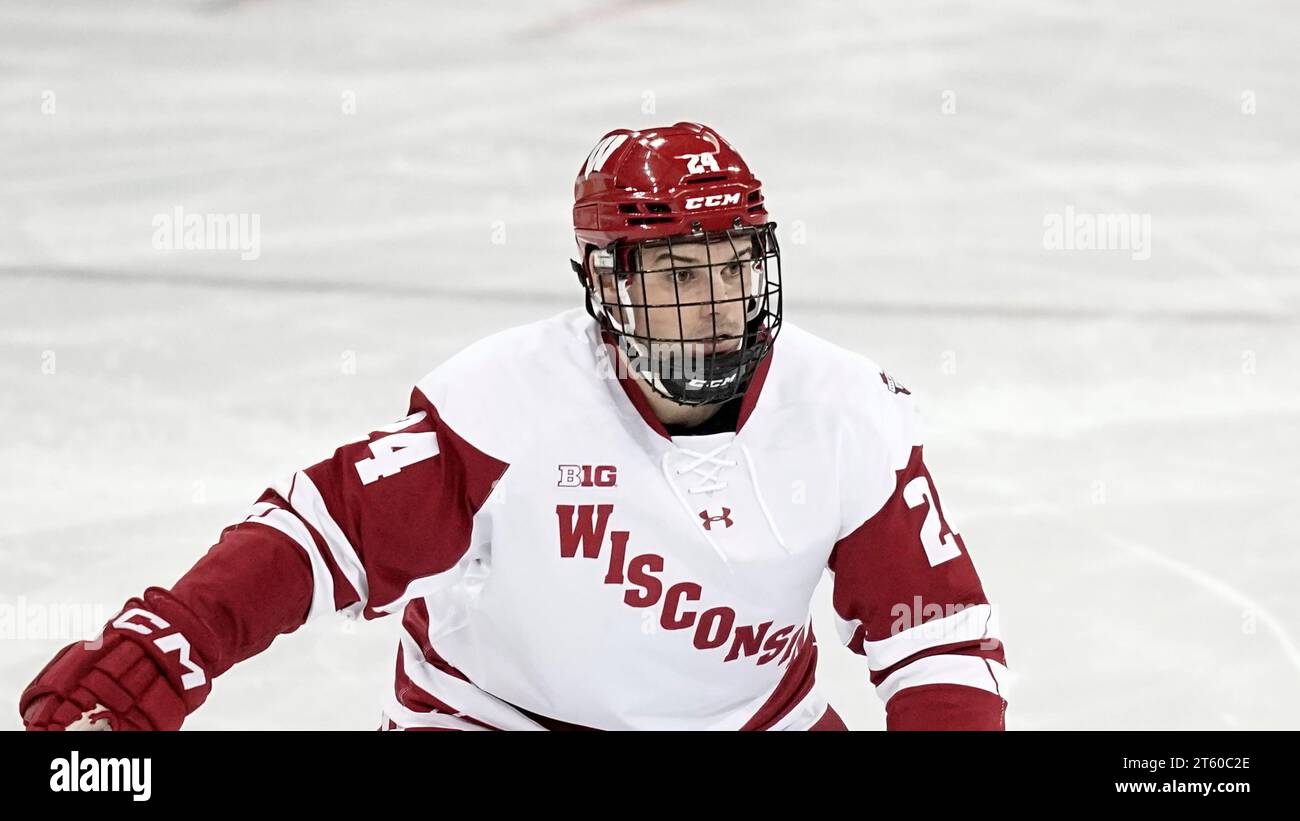 Wisconsin's Anthony Kehrer (24) against Michigan during an NCAA hockey ...