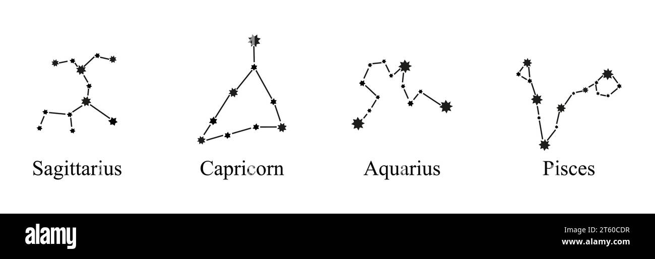 Zodiac Constellations Signs Set Vector Constellations Collection Of