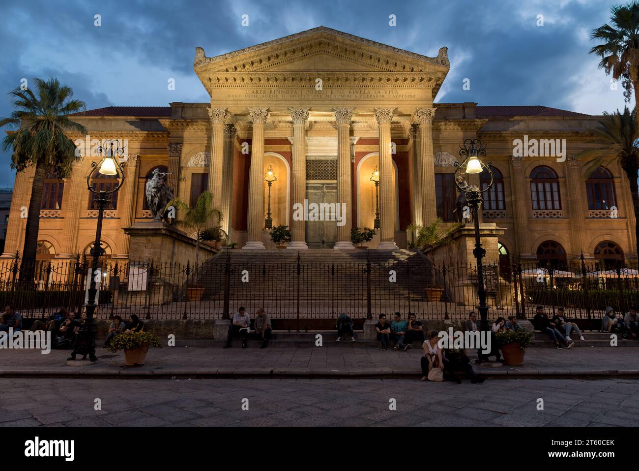 Palermo, Sicily, Italy - October 5, 2017: Night view of the Theater ...
