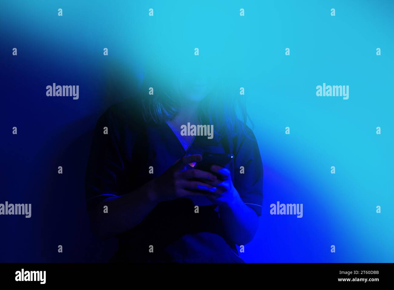 Girl with interface or a digital screen in virtual reality. Virtual ...