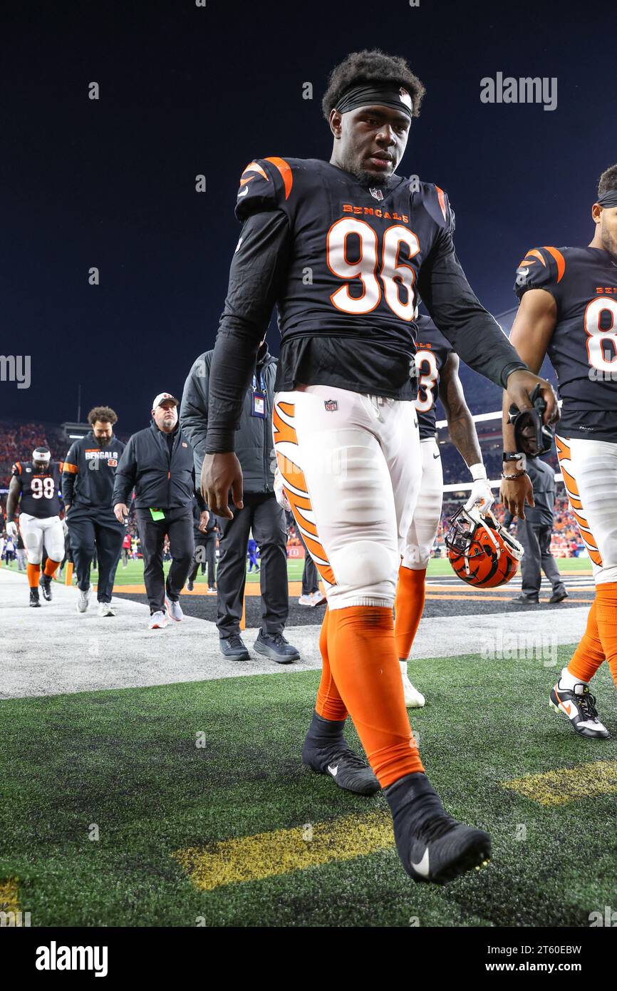 Cincinnati Bengals defensive end Cam Sample (96) leaves the field at ...