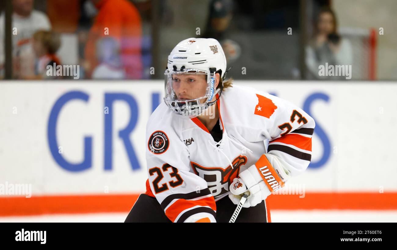 Bowling Green forward Ben Doran (23) skates against the Mercyhurst ...