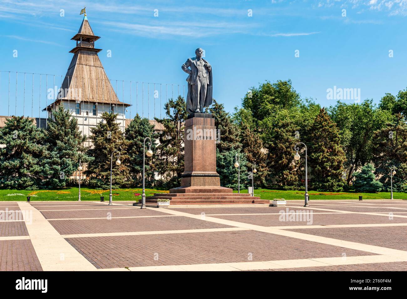 Lenin Square and a monument to Lenin in the city of Astrakhan Stock ...
