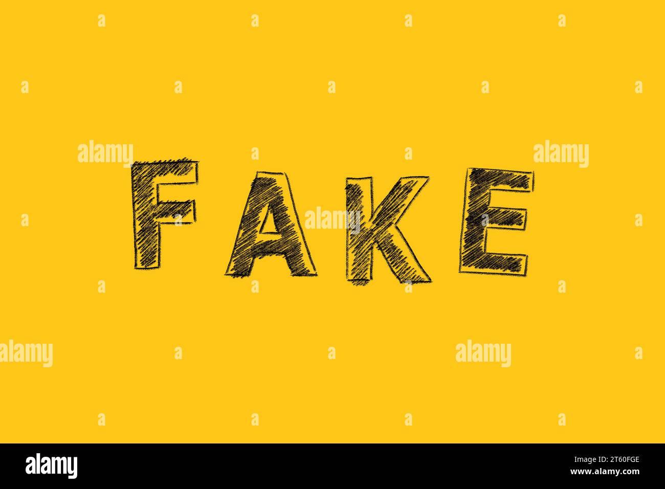 The word FAKE written in chalk on a yellow. Information and ...