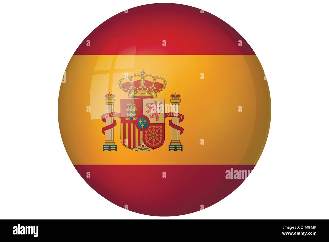 Glass light ball with flag of Spain. Round sphere, template icon. Spanish national symbol ...