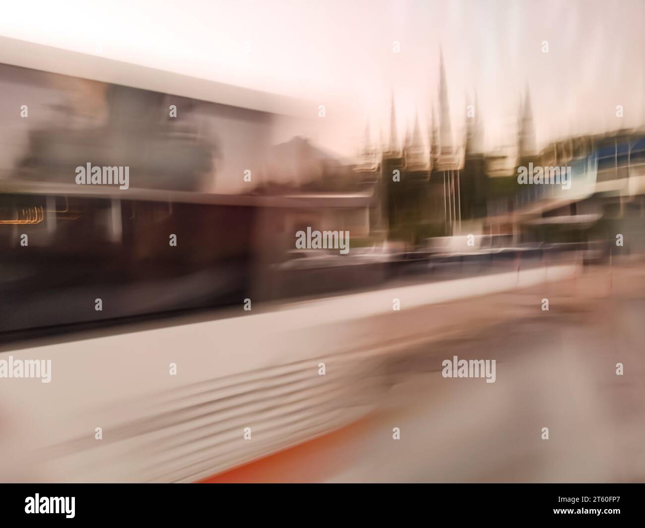 Central bus terminus with people blurry background. Bus station and ...