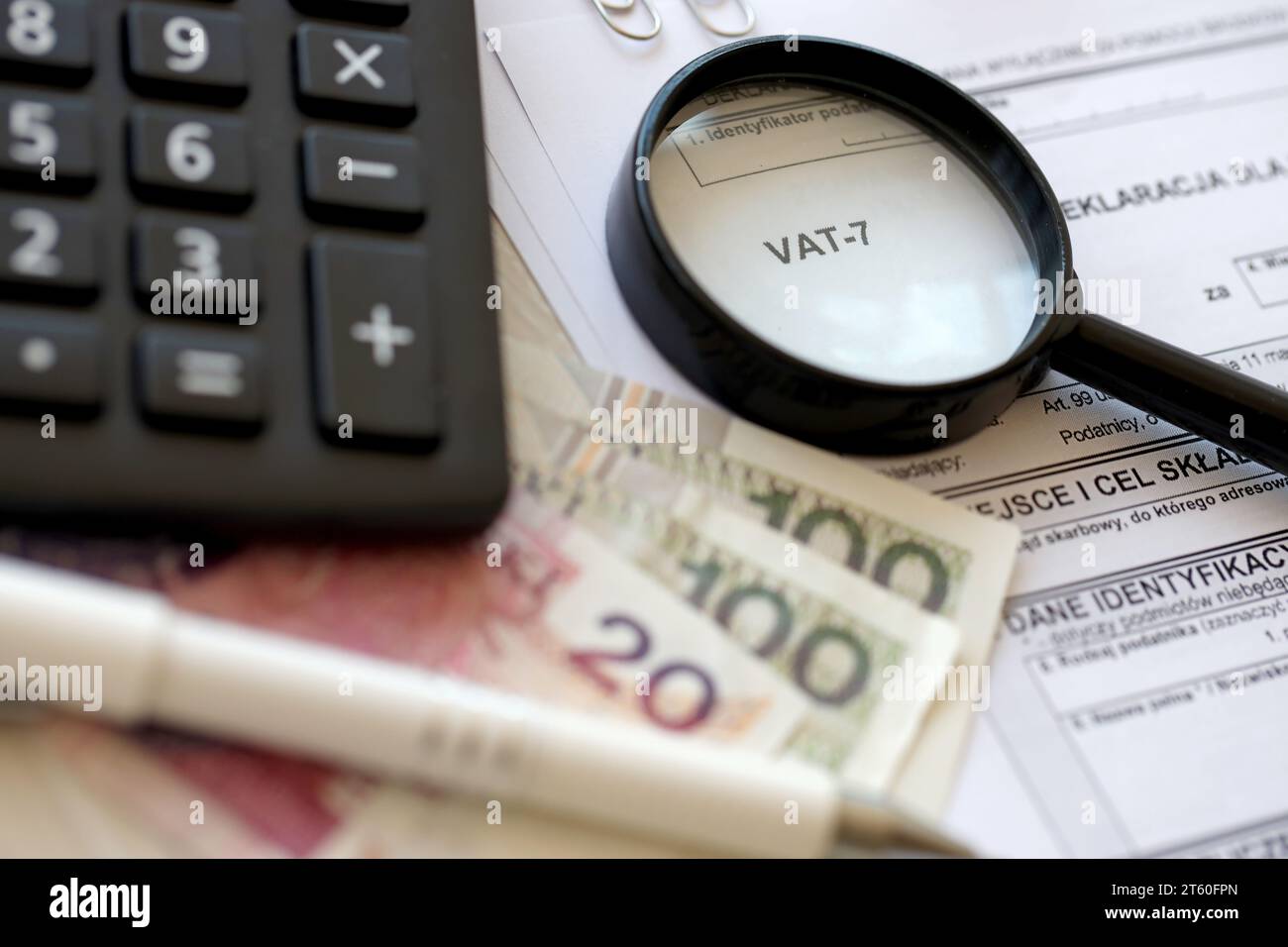 Declaration for tax on goods and services VAT-7 form on accountant ...