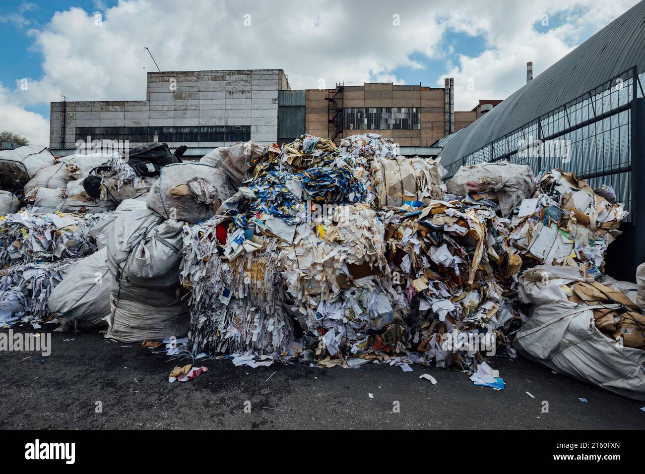 Stack of waste paper at the recycling factory Stock Photo - Alamy