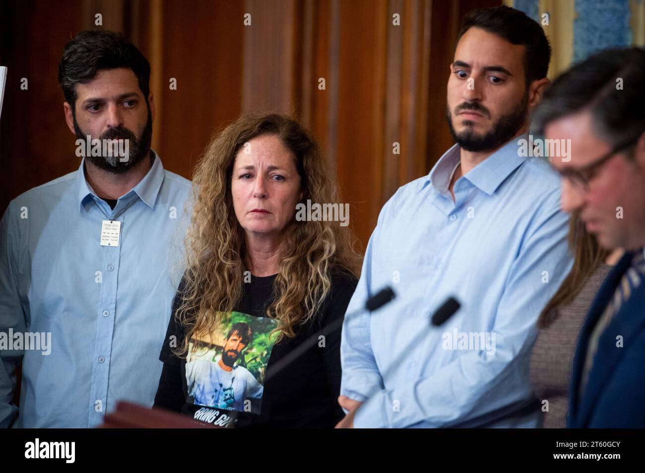 Liran Berman, left, brother of Hamas hostages Gali and Ziv Berman ...
