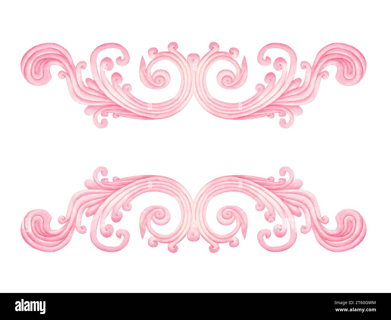 Watercolor pink lace pattern for border, frame, banner design for ...