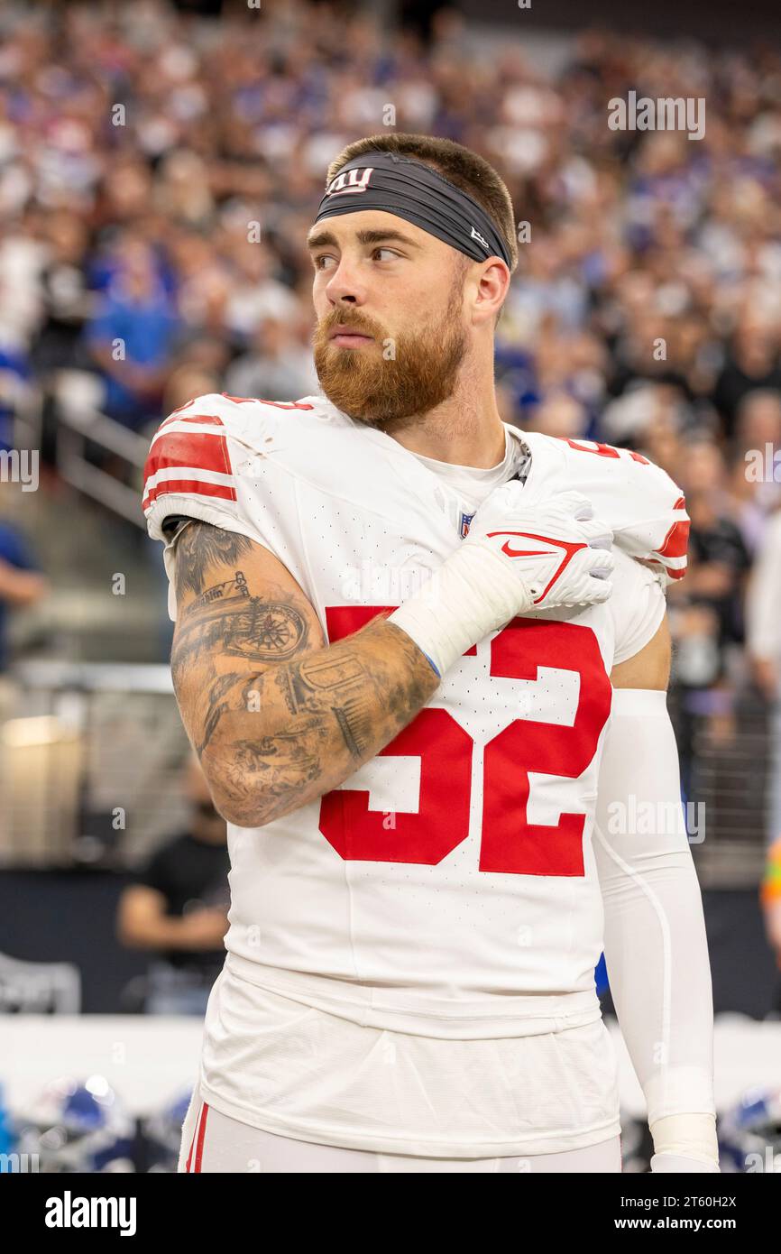 New York Giants linebacker Carter Coughlin (52) stands for the National ...