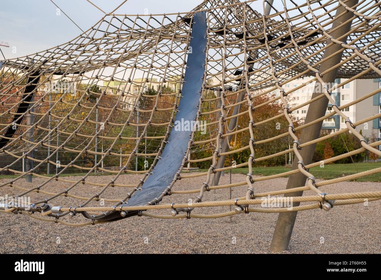 A playful addition Climbing Rope net in a Prague playground in a public ...