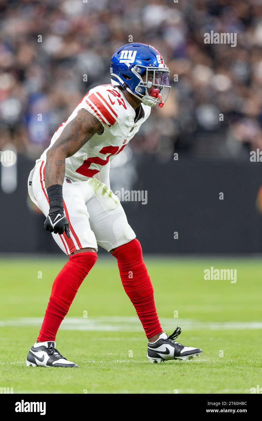 New York Giants safety Jason Pinnock (27) against the Las Vegas Raiders ...